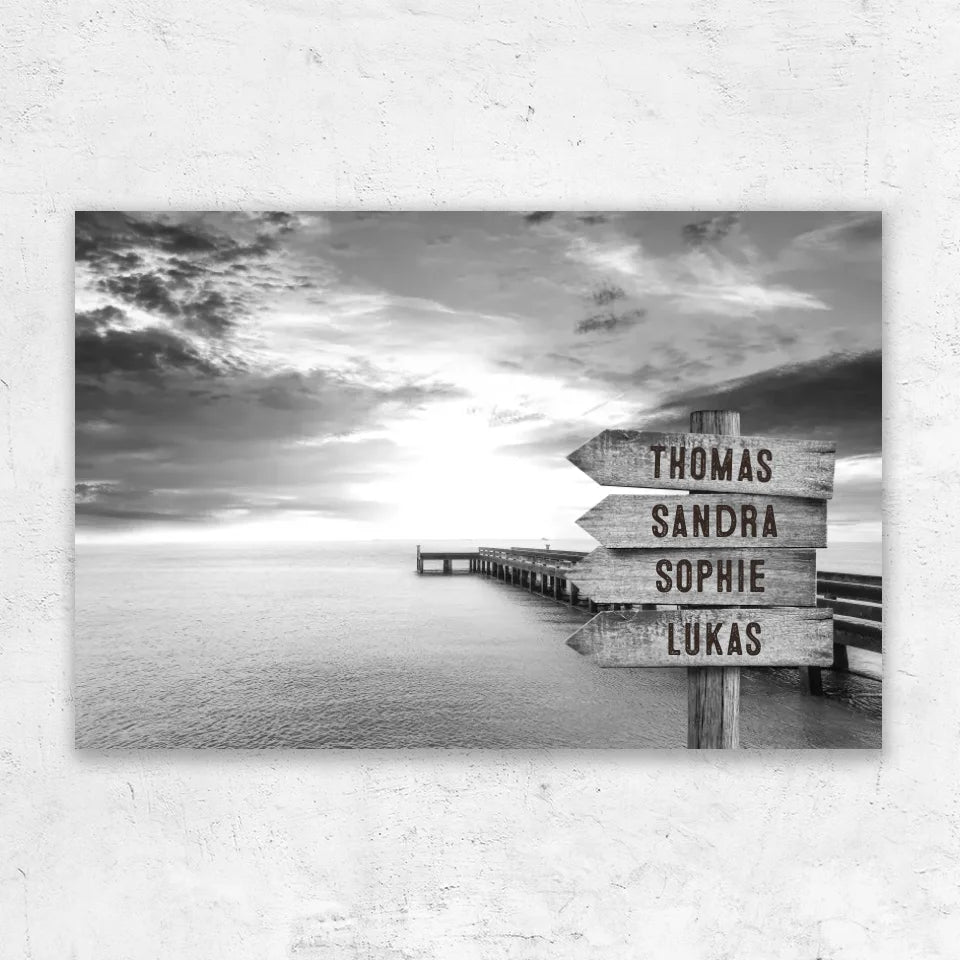 Personalized canvas “Signpost on the jetty by the sea”